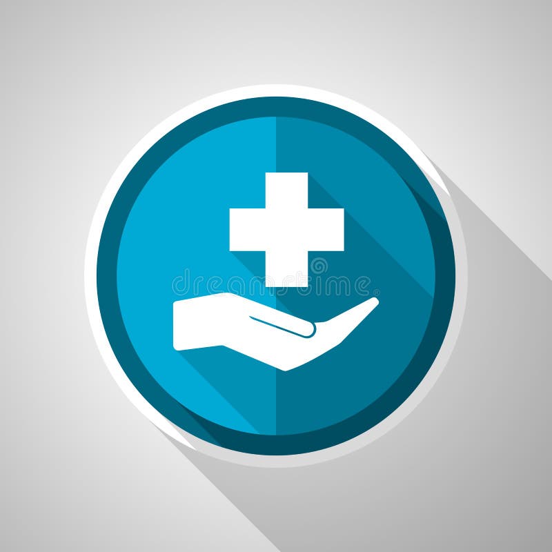 Hospital, Medical Help Symbol, Flat Design Vector Blue Icon with Long ...