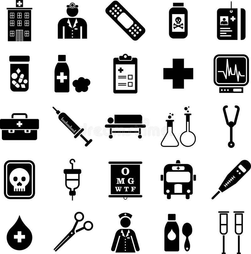 Hospital and medical icons stock vector. Illustration of cotton - 23933434