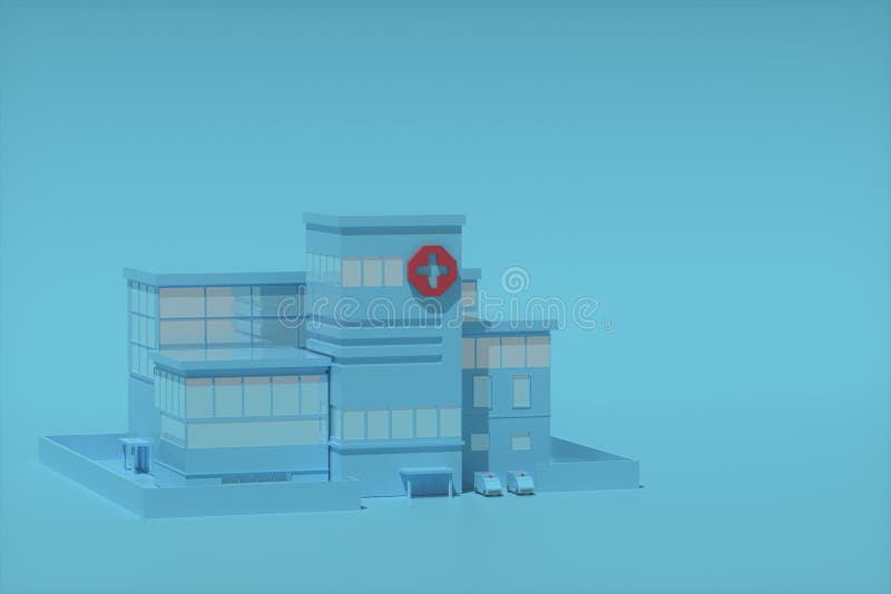 Hospital Model with Blue Background,abstract Conception,3d Rendering ...