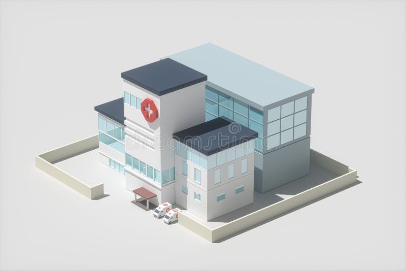 Hospital Model with White Background,abstract Conception,3d Rendering ...