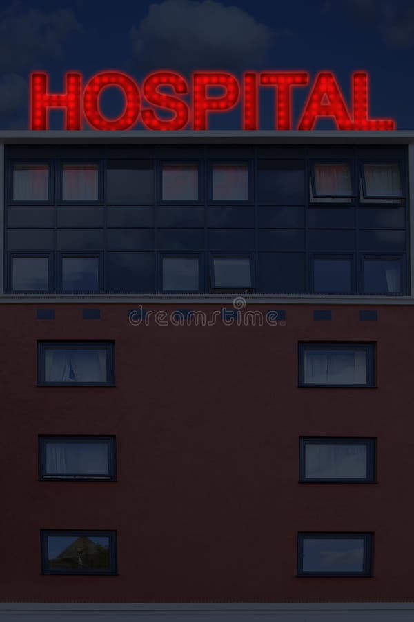 Hospital at night stock photo. Image of windows, bright - 20073704