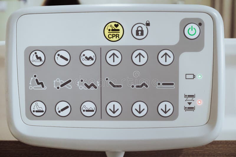 Closeup View of Adjustable Hospital Patient Bed Position Control ...