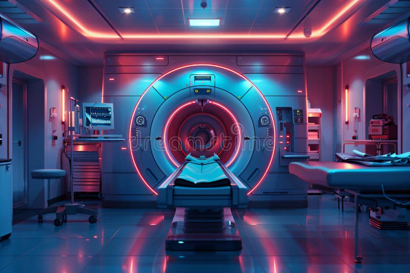 Hospital Radiology Room with 3d Rendering Mri Scanner Machine. Stock ...