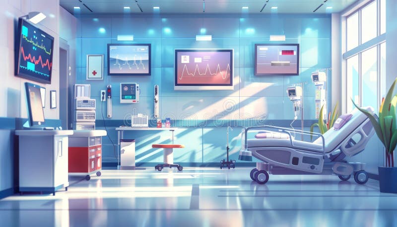 A Hospital Room with a Bed, a Computer, and a Television by AI ...