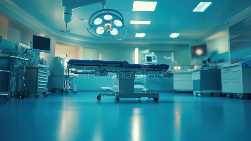 A Hospital Room with a Bed and a Medical Light Stock Illustration ...