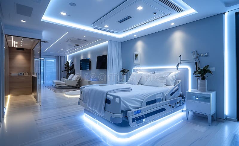 A Hospital Room with a Bed and a Television Stock Photo - Image of ...