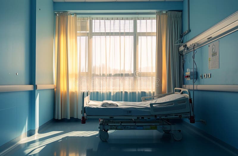 A Hospital Room with a Bed and Windows Stock Image - Image of doctor ...