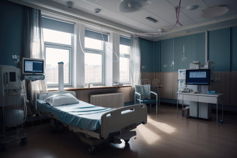 Hospital Room, with Diagnostic Equipment in View and Ai-driven Iv Drip ...