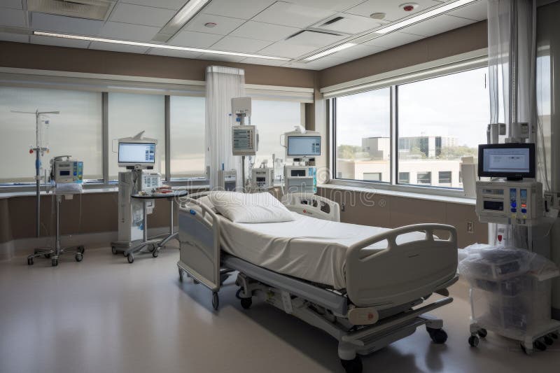 Hospital Room, with Diagnostic Equipment in View and Ai-driven Iv Drip ...