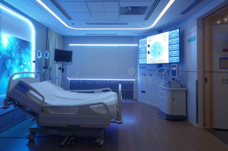 A Hospital Room Featuring a Bed and a Television, Develop a Room with ...