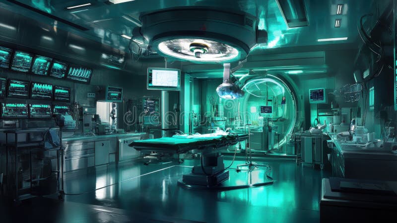 A Hospital Room with a Green Light Stock Illustration - Illustration of ...