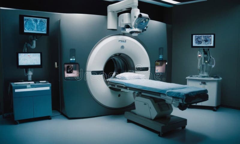 A Hospital Room with a Large MRI Machine and a Bed Stock Illustration ...