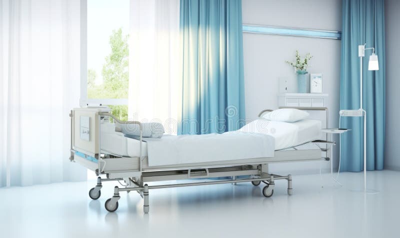 Hospital Room View of an Empty Room with Hospital Bed Stock Image ...