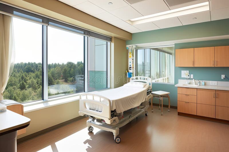 Hospital Room, with View of the Outdoors, and Natural Light Streaming ...