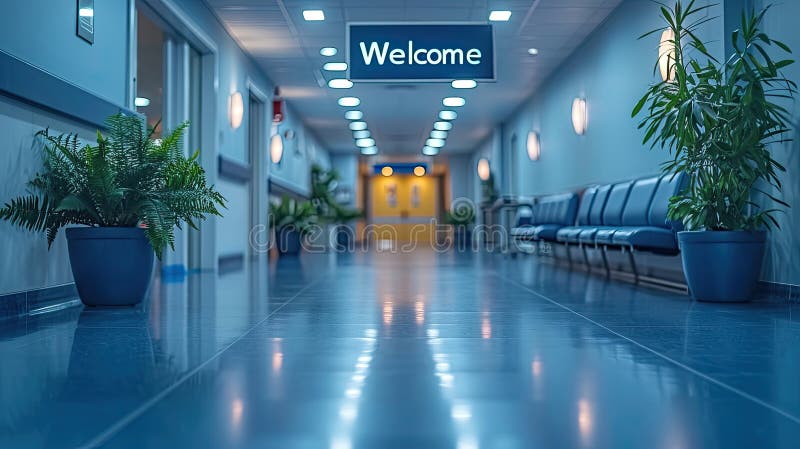 Hospital Room with Welcome Sign. Stock Illustration - Illustration of ...