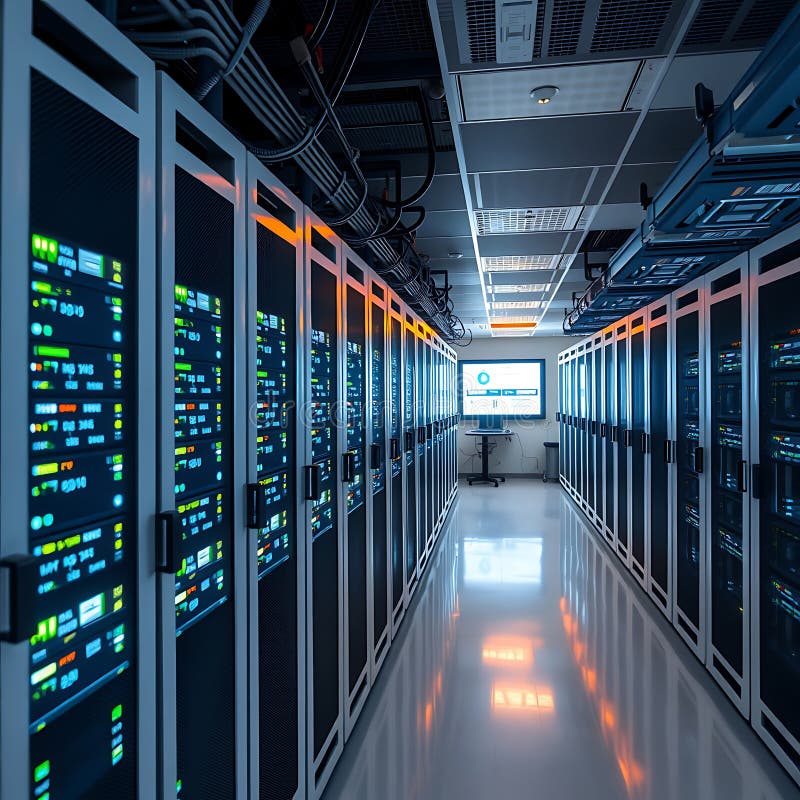 A Hospital it Server Room with Rows of Computers and Blinking Lights ...