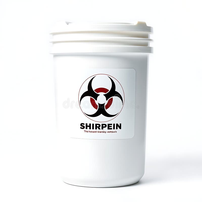 A Hospital Sharps Disposal Container with Biohazard Labeling, Displayed ...