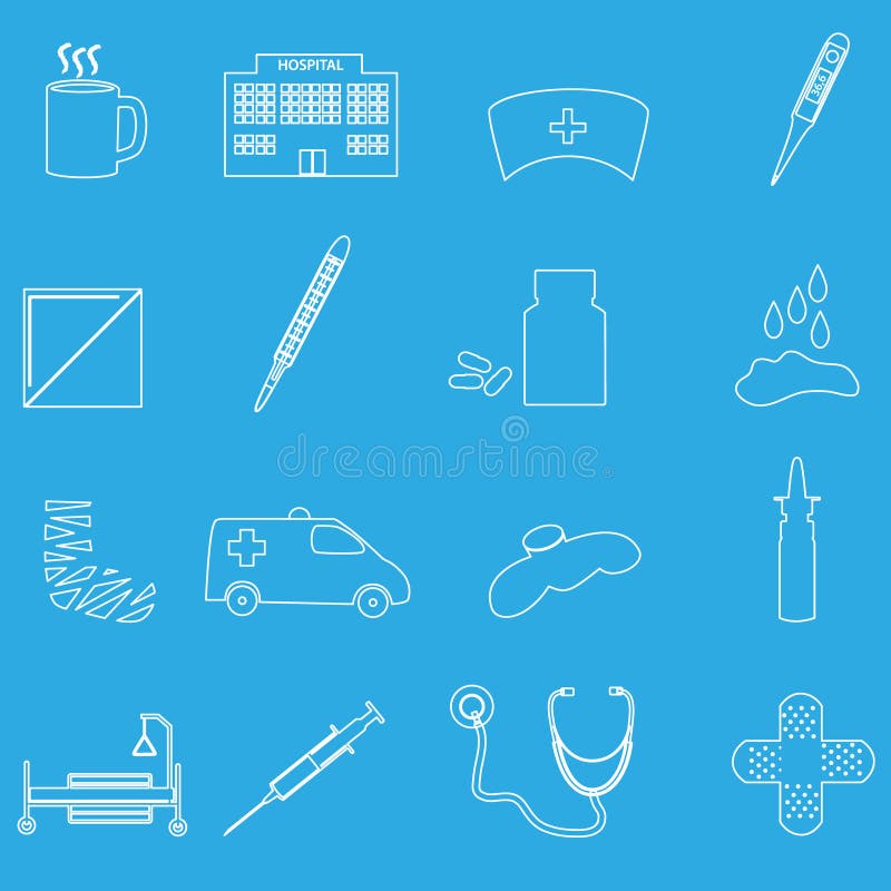 Hospital and Sick Outline Icons Set Eps10 Stock Vector - Illustration ...