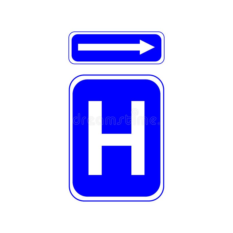 Hospital Sign. Arrow Showing the Location of the Hospital Sign Stock ...