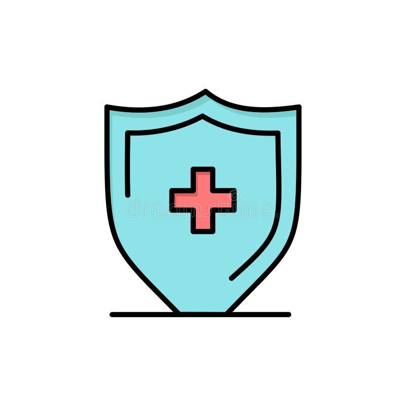 Hospital, Sign, Board, Shield Flat Color Icon. Vector Icon Banner ...