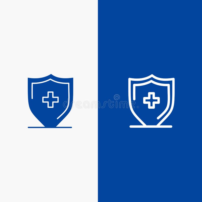 Hospital, Sign, Board, Shield Line and Glyph Solid Icon Blue Banner ...