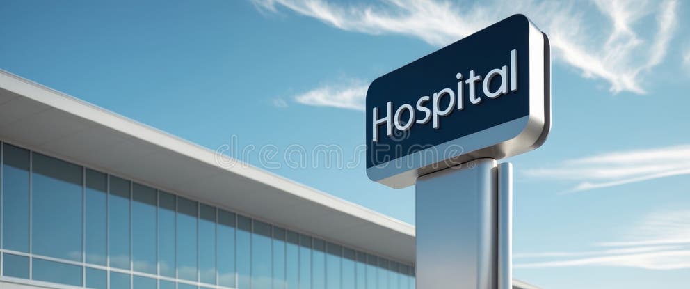 Hospital Sign in Front of Modern Building Stock Image - Image of ...