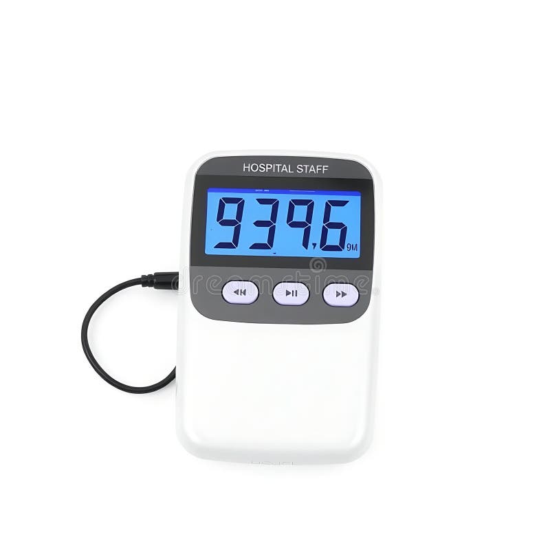A Hospital Staff Pager Device with a Digital Display, Isolated on a ...