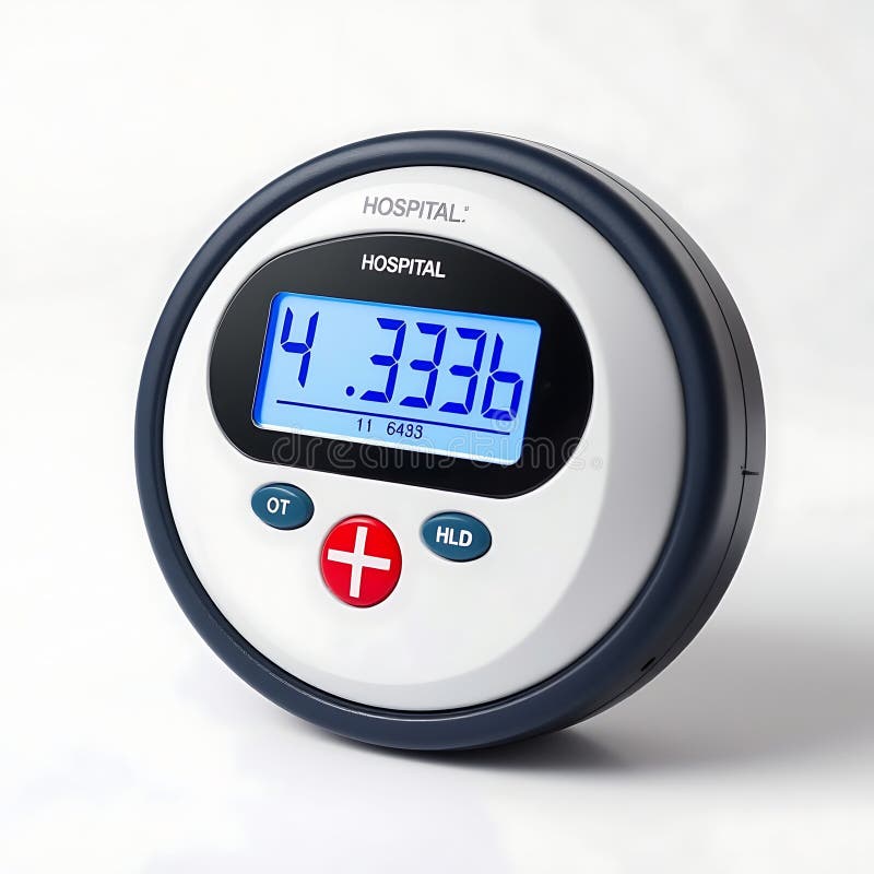 A Hospital Staff Pager Device with a Digital Display, Isolated on a ...