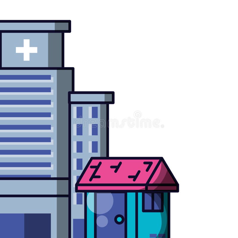 Hospital Structure with Facade of House Stock Illustration ...