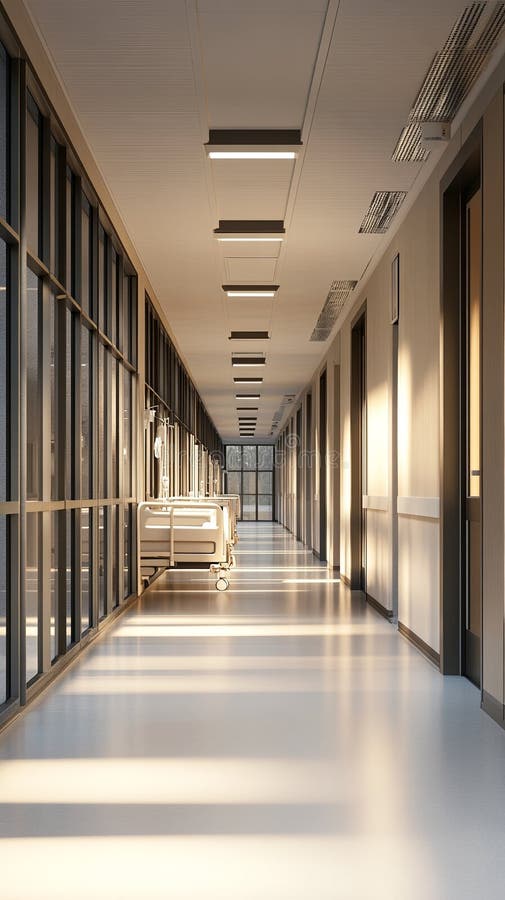 A Hospital Wing with Private Rooms Stock Photo - Image of interior ...