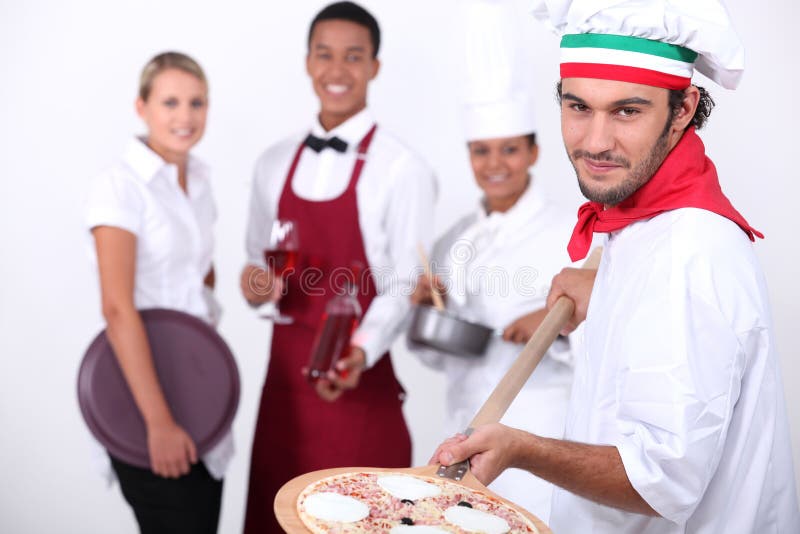 Hospitality workers stock image. Image of showing, food - 35910387