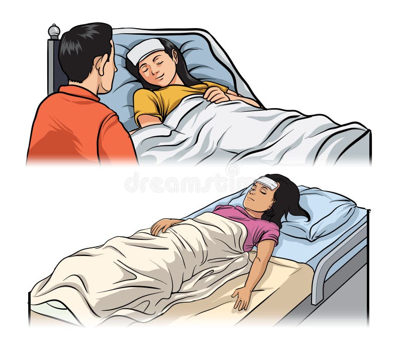 Hospitalized Woman Illustration Vector Stock Vector - Illustration of ...