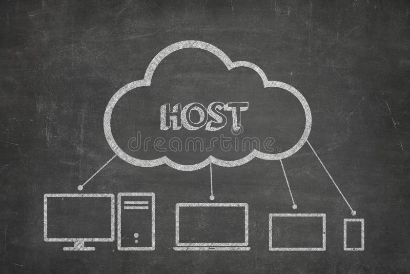 Host concept on blackboard stock illustration. Illustration of network ...