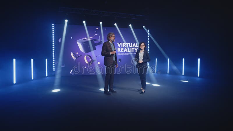 Host Interviewing Virtual Reality Glasses Creator Stock Image - Image ...