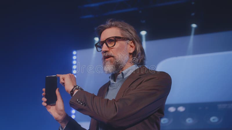 Host with Modern Gadget at the Presentation Stock Image - Image of ...