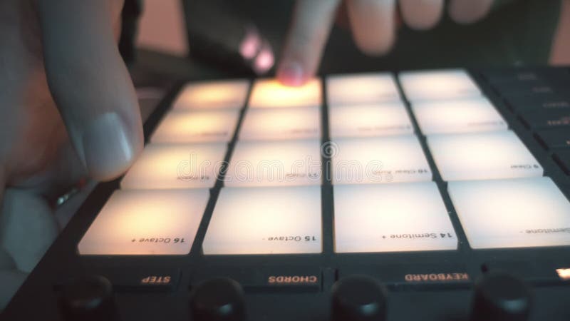 Host Presses Buttons With Marks On Stage Lamps Control Panel Stock