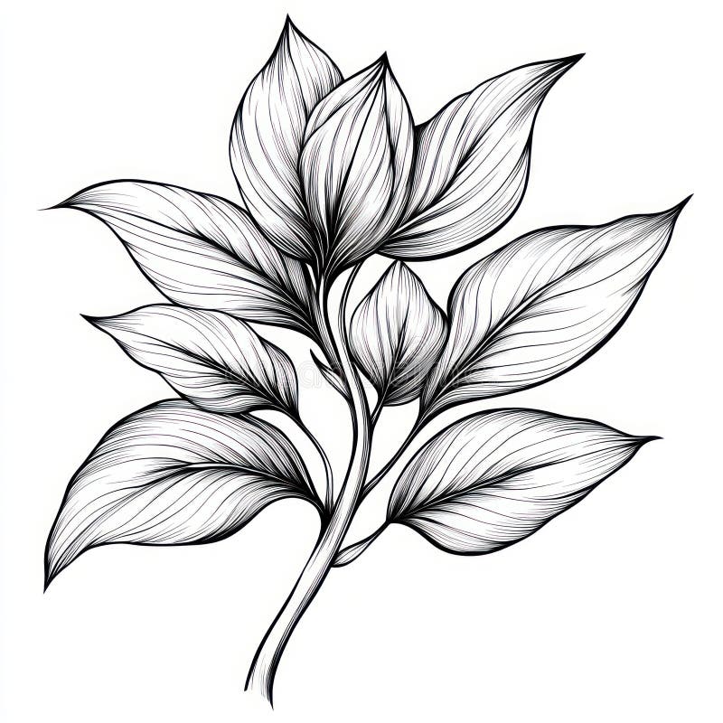 A Hosta, Line Pattern, Black and White Artwork Style. Coloring Book ...