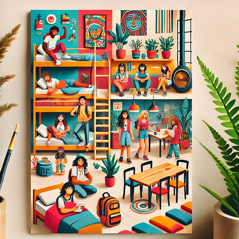 Hostel Accommodation Flyer Template Design Illustration Photos Stock ...