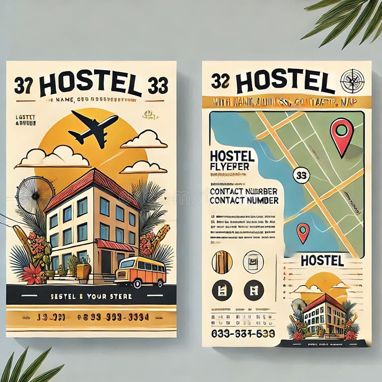 Hostel Accommodation Flyer Template Design Illustration Photos Stock ...