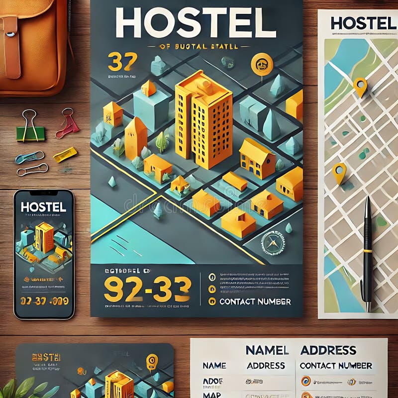 Hostel Accommodation Flyer Template Design Illustration Photos Stock ...