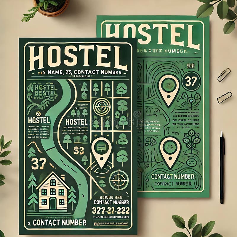 Hostel Accommodation Flyer Template Design Illustration Photos Stock ...