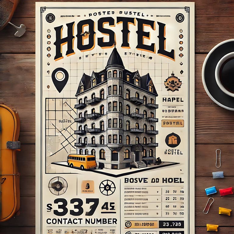 Hostel Accommodation Flyer Template Design Illustration Photos Stock ...