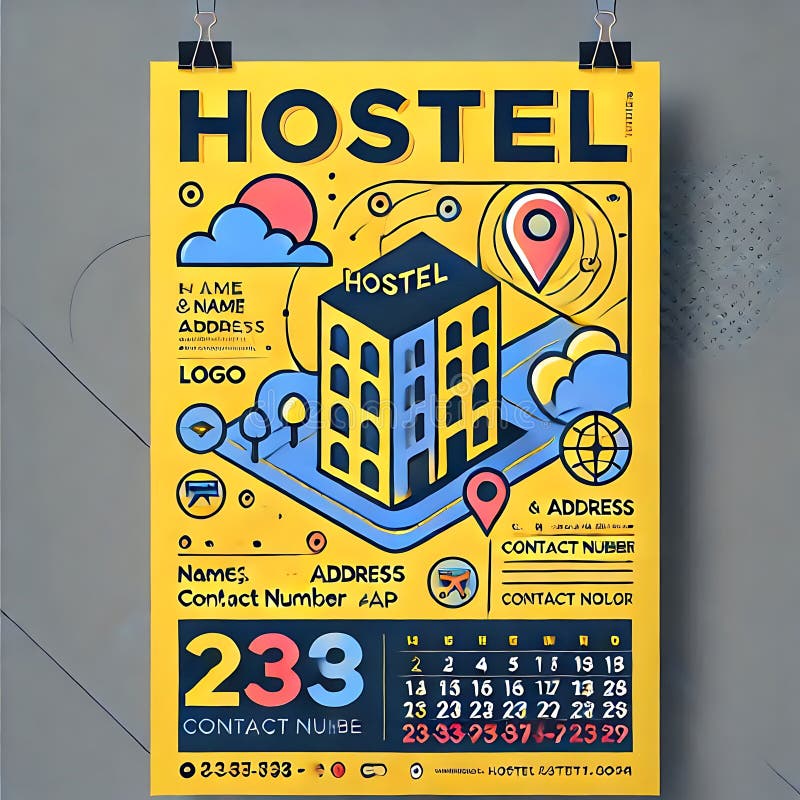 Hostel Accommodation Flyer Template Design Illustration Photos Stock ...