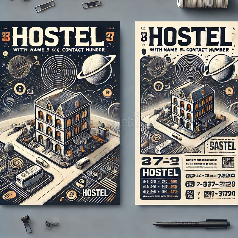 Hostel Accommodation Flyer Template Design Illustration Photos Stock ...