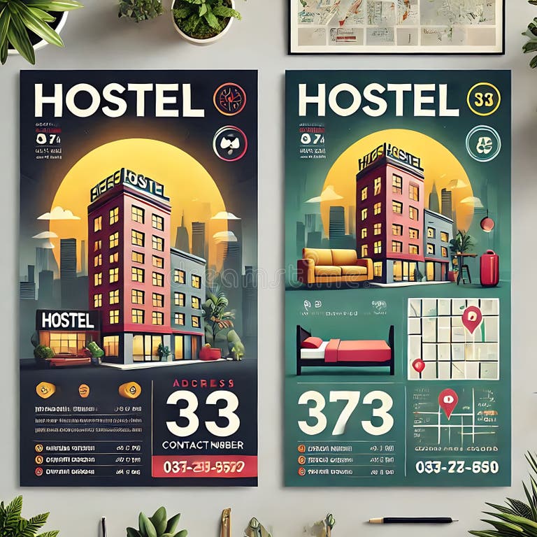 Hostel Accommodation Flyer Template Design Illustration Photos Stock ...