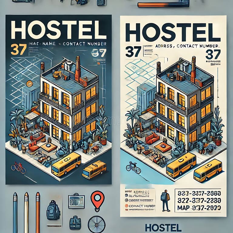 Hostel Accommodation Flyer Template Design Illustration Photos Stock ...