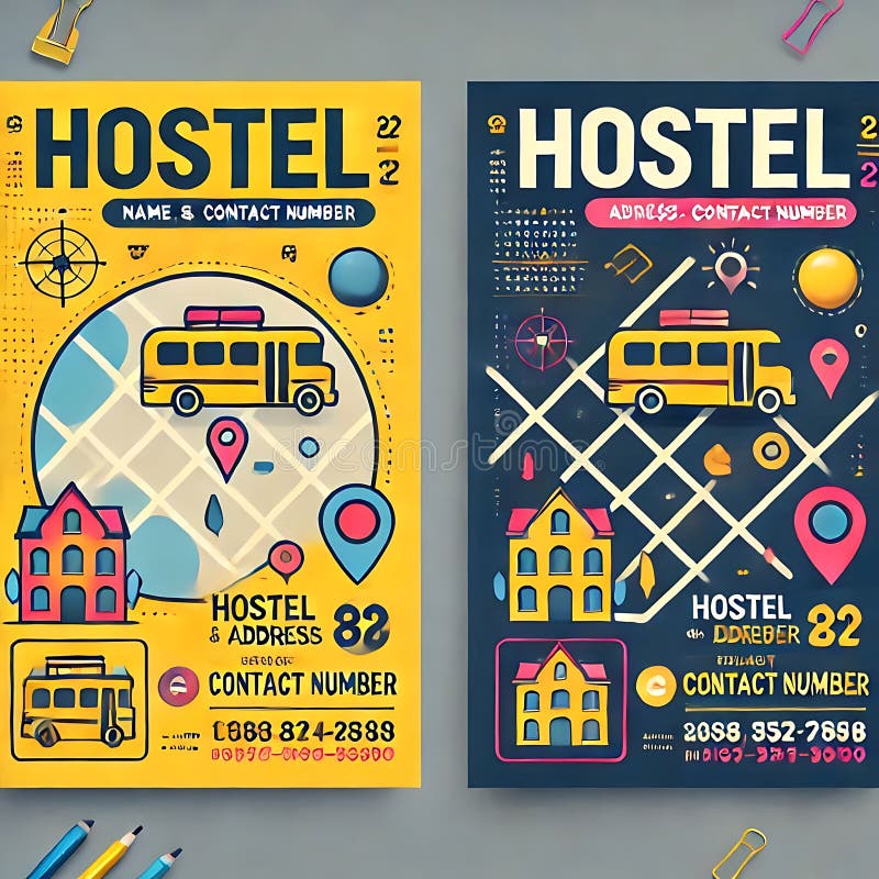 Hostel Accommodation Flyer Template Design Illustration Photos Stock ...