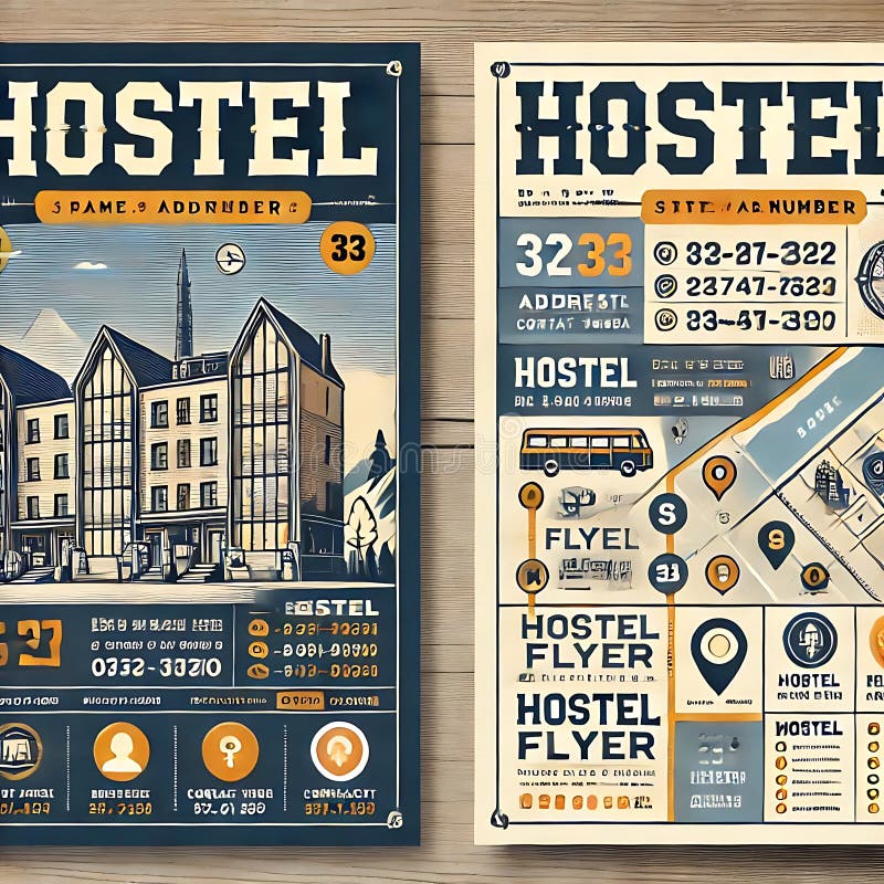 Hostel Accommodation Flyer Template Design Illustration Photos Stock ...