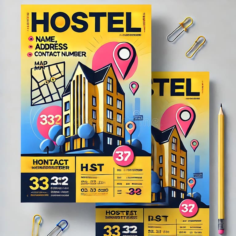 Hostel Accommodation Flyer Template Design Illustration Photos Stock ...