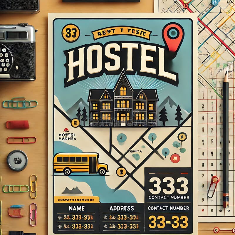 Hostel Accommodation Flyer Template Design Illustration Photos Stock ...